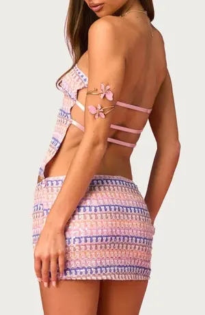 EDIKTED X Barbie™ Glow Sequin Backless Knit Top