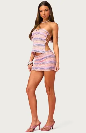 EDIKTED X Barbie™ Glow Sequin Backless Knit Top