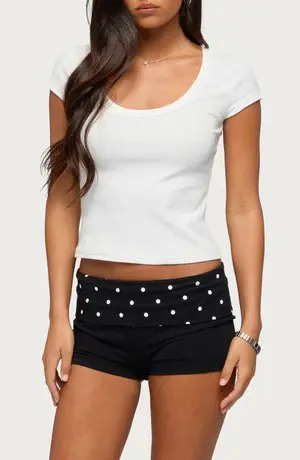 EDIKTED Pamela Scoop Neck Rib T-shirt