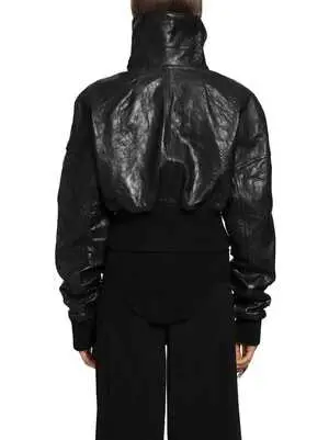 Rick Owens Padded Leather Bomber Jacket Dracuflight Cropped