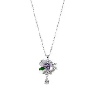 SPERO LONDON Pansy Violet Floral Necklace In Sterling - Silver