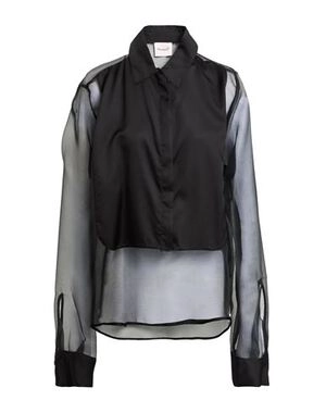 MARIUCCIA Organza And Satin Tuxedo Shirt - Black