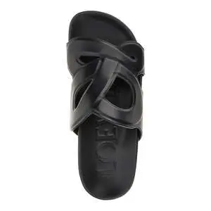 Loewe Ease Monogram Leather Slides - Black
