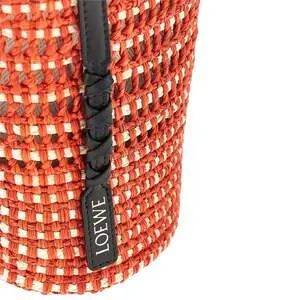 Loewe Braided Iraca Palm Bucket Bag - Red