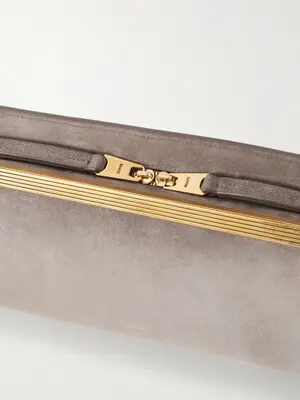Khaite Donna Suede Clutch - Gray