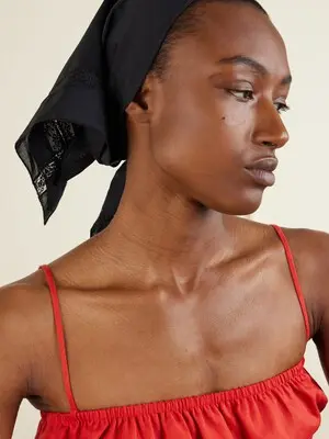 Staud Sunny Lace-trimmed Cotton Headscarf