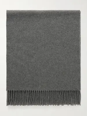 Brunello Cucinelli Fringed Cashmere Scarf - Gray