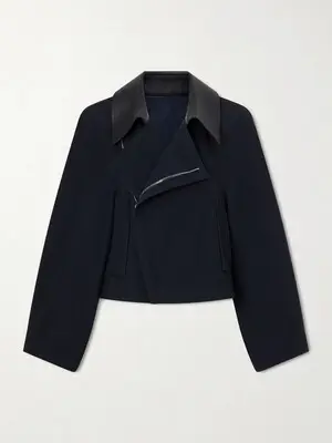 Givenchy Cotton And Wool-blend Gabardine Cropped Jacket With Leather Collar