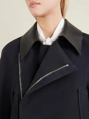 Givenchy Cotton And Wool-blend Gabardine Cropped Jacket With Leather Collar