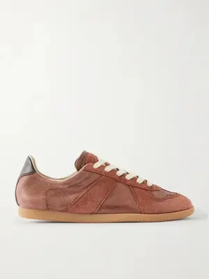 MAISON MARGIELA Replica Suede And Textured-leather Sneakers - Metallic