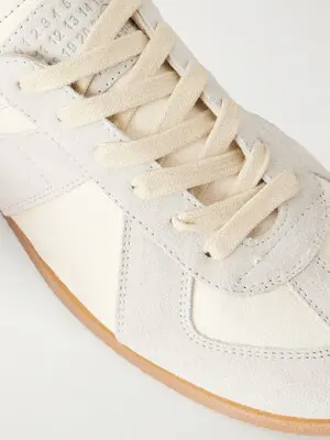 MAISON MARGIELA Replica Suede-trimmed Textured-leather Sneakers - Neutrals