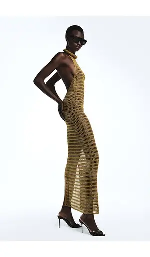 REVOLVE LOS ANGELES Bruni Crochet Gown In Metallic