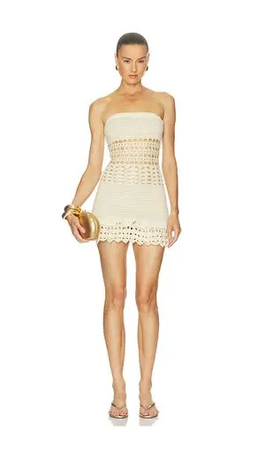 Retrofete Vali Crochet Dress In Ivory