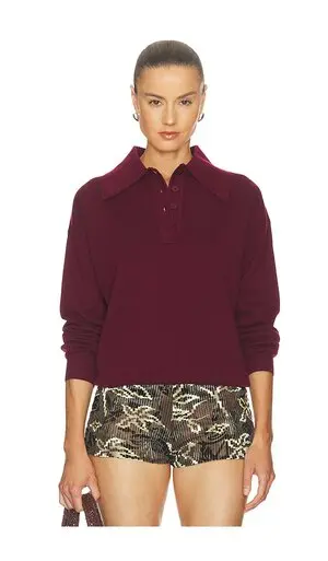 ALEMAIS Claudia Knit Polo In Burgundy