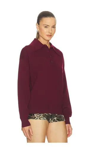 ALEMAIS Claudia Knit Polo In Burgundy