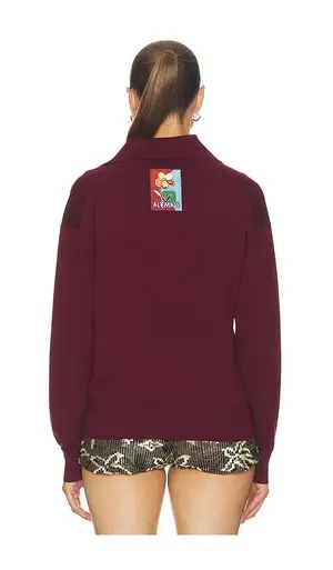 ALEMAIS Claudia Knit Polo In Burgundy