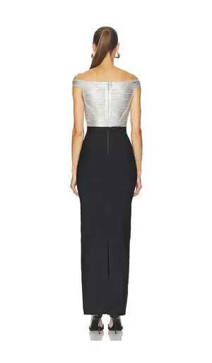 Herve Leger The Metallic Bonnie Gown In Black