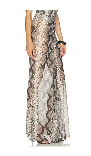 Lapointe Mesh Ruched Maxi Skirt - Printed Python Mesh