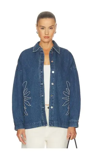 THE WOLF GANG Amana Denim Shirt In Blue - Bluestone