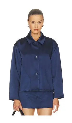 Renggli Satin Jacket In Navy - Midnight