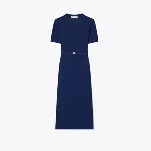 Tory Burch Viscose Pointelle Dress - Ocean