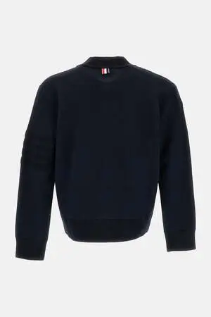 Thom Browne Knitted Bomber Jacket With 4-bar Detail - Blu