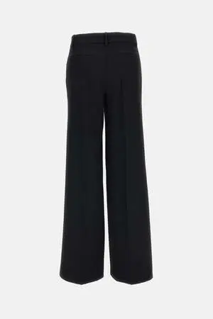 PAROSH Wide Leg Stretch Wool Trousers With Satin Stripe