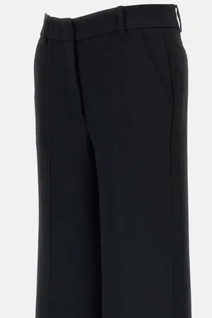 PAROSH Wide Leg Stretch Wool Trousers With Satin Stripe