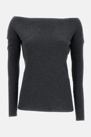 PAROSH Boat-neck Sweater - Grey