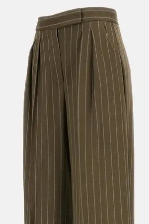 Max Mara High-waisted Wide-leg Pinstripe Jersey Trousers - Beige