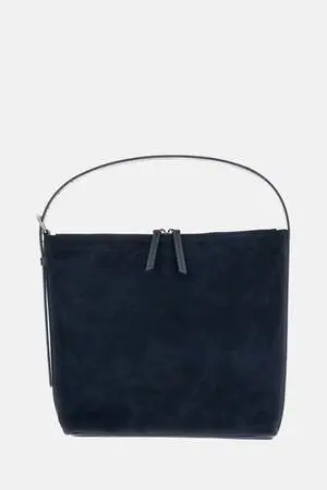 A.p.c. Suede Shoulder Bag With Gold-tone Buckle - Blue