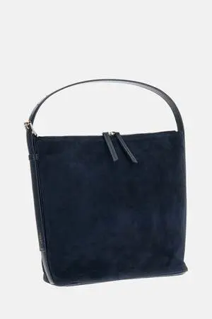 A.p.c. Suede Shoulder Bag With Gold-tone Buckle - Blue