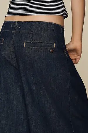 Maeve Reworked Mid-rise Wide-leg Denim Capri Trousers