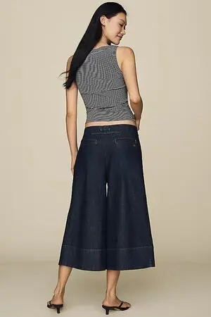 Maeve Reworked Mid-rise Wide-leg Denim Capri Trousers