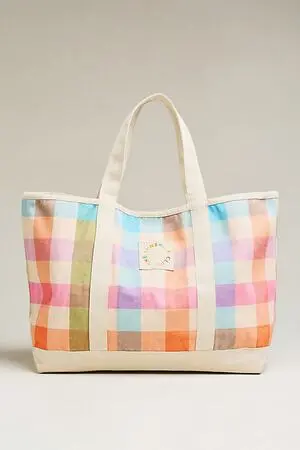 SUNSHINE TIENDA Rabow Plaid Canvas Tote