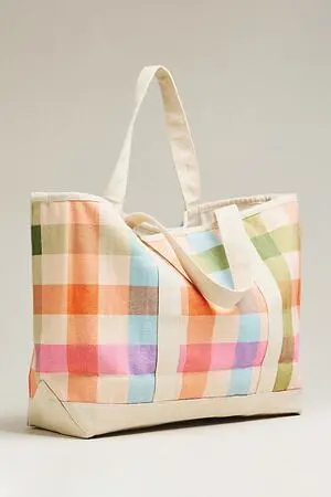 SUNSHINE TIENDA Rabow Plaid Canvas Tote