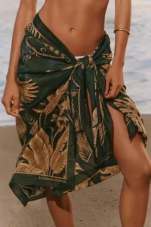 Agua Bendita Jungle Luxe Bird Cotton Silk Sarong