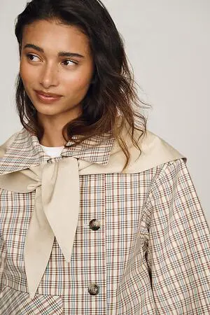 DAMSON MADDER Jerry Cotton Reversible Crop Trench Coat Jacket