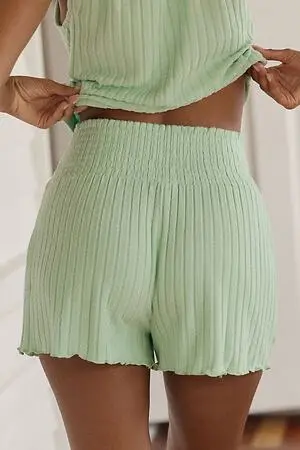 Z Supply Dawn Ribbed Textured Shorts - Light Green