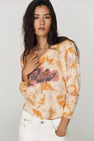 PILCRO Bleached Graphic Crewneck Sweatshirt