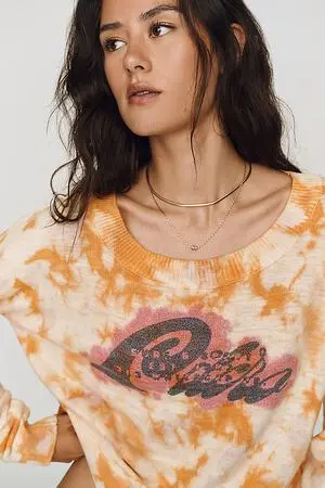 PILCRO Bleached Graphic Crewneck Sweatshirt