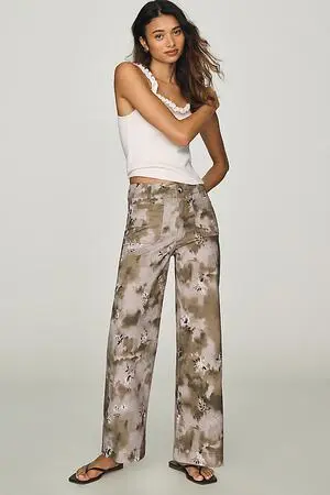 Maeve Colette High-rise Wide-leg Cropped Pants