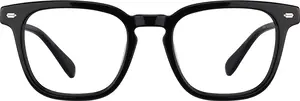 Zenni Retro Square Glasses W/ Snap-on Sunlens Plastic Full Rim Frame Black