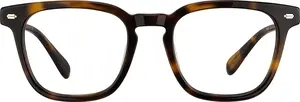 Zenni Retro Square Glasses W/ Snap-on Sunlens Plastic Full Rim Frame Tortoiseshell