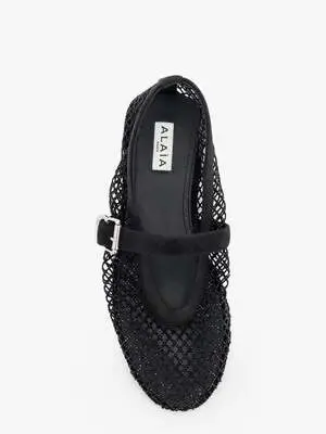 Alaïa Flat Mesh Ballet Flats With Rhinestone Detail
