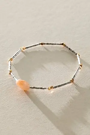 Free People Semiprecious Stone Beaded Bracelet - Blush/silver