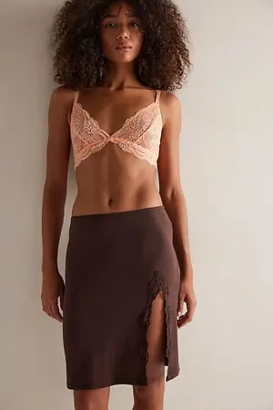 Only Hearts Only Hearts Delicious With Lace Mini Slip Dress Caffeine