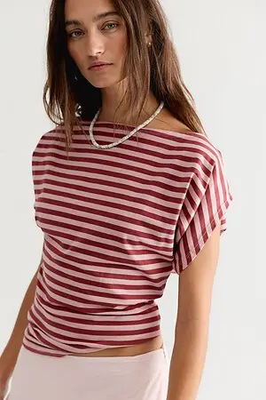 GEEL Fletcher Striped Top - Cherry/blush