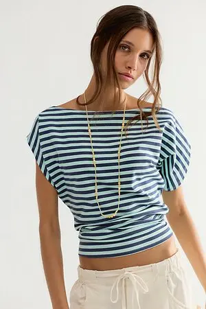 GEEL Fletcher Striped Top - Navy/ocean