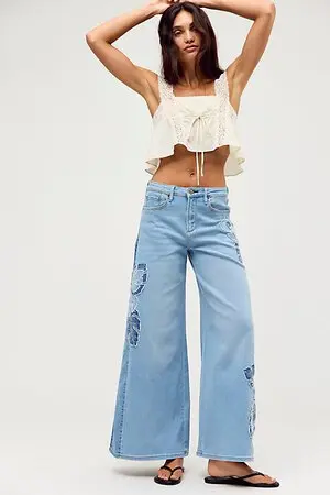 DRIFTWOOD Ronnie Ultra Wide-leg Jeans - Patchwork Palm